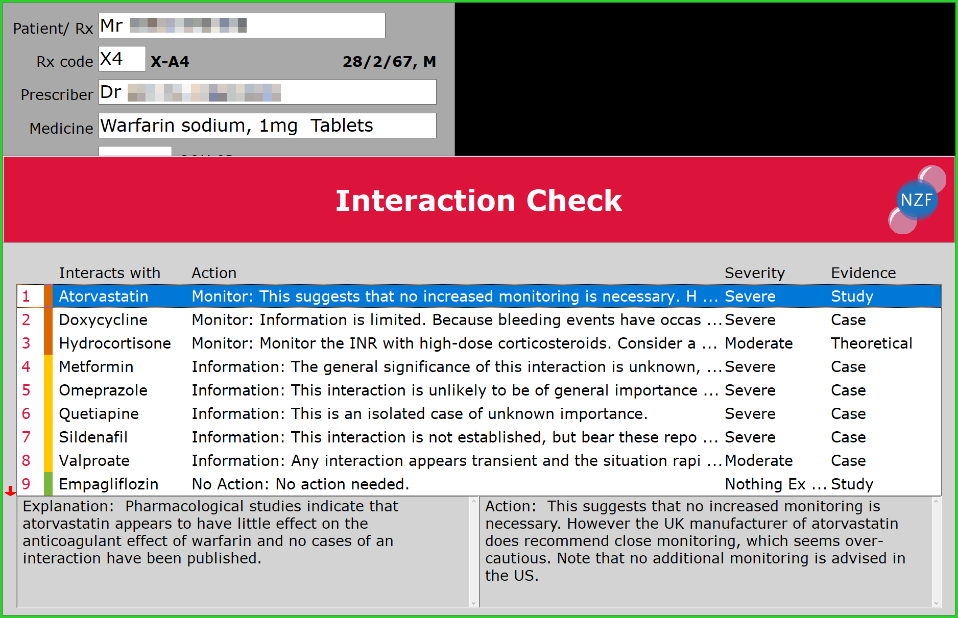 NZF Medicine Interaction Check – Toniq