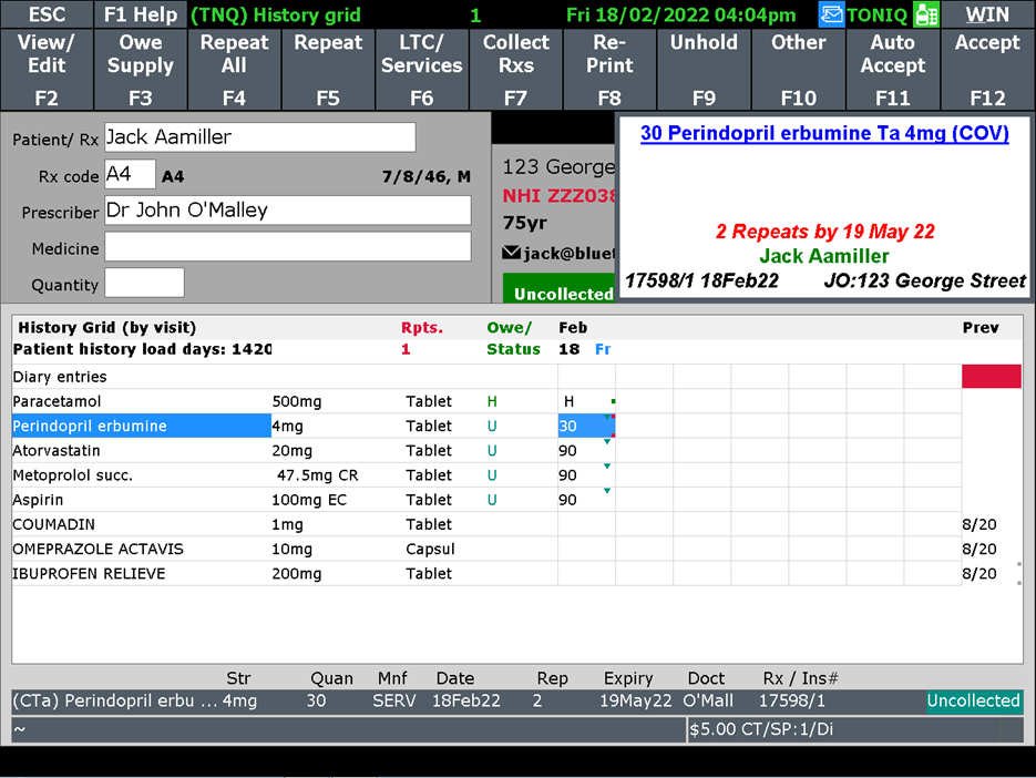 Collection status of Prescriptions – Toniq