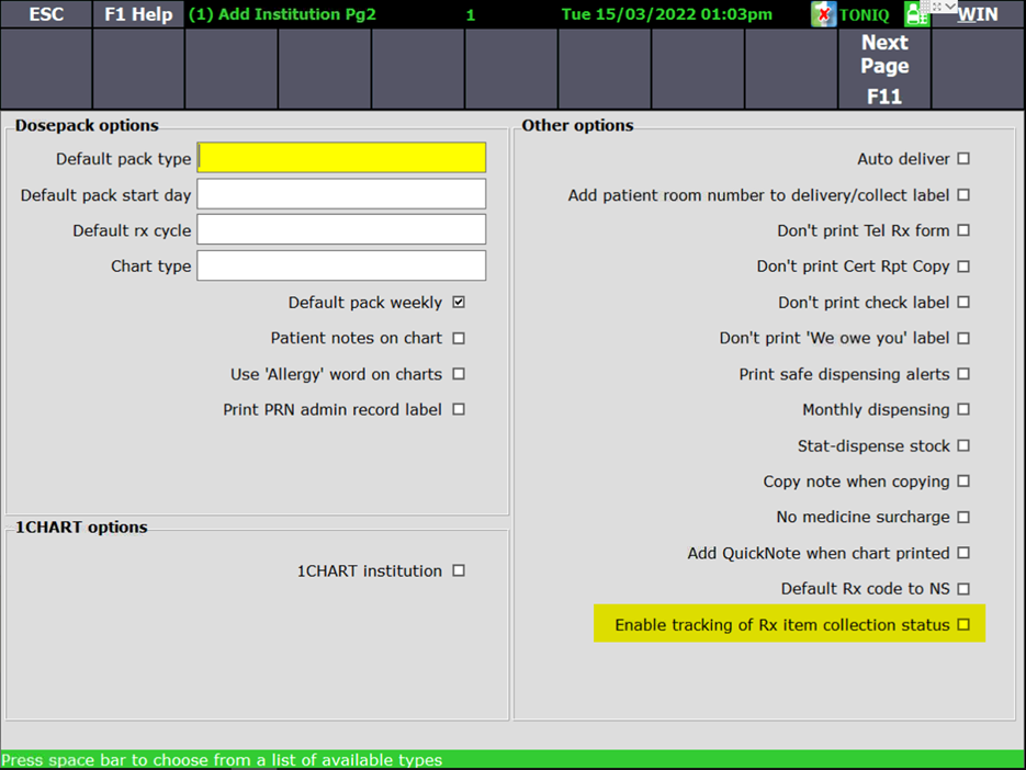 Collection status of Prescriptions – Toniq