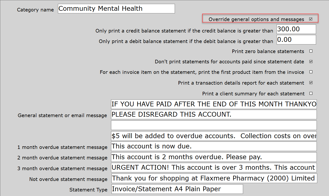 Change Debtor Account Statement Messages – Toniq
