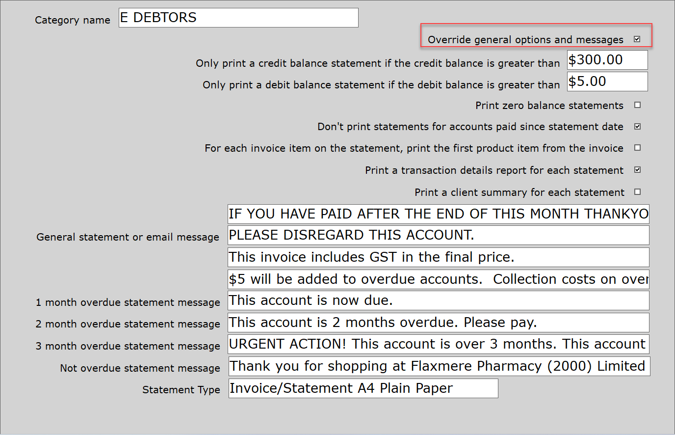 Remove Fees when emailing Debtor Statements – Toniq