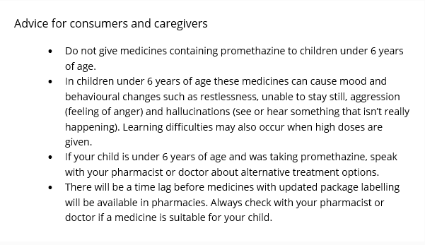 Promethazine (e.g. Allersoothe & Phenergan) Medsafe Alert – Toniq